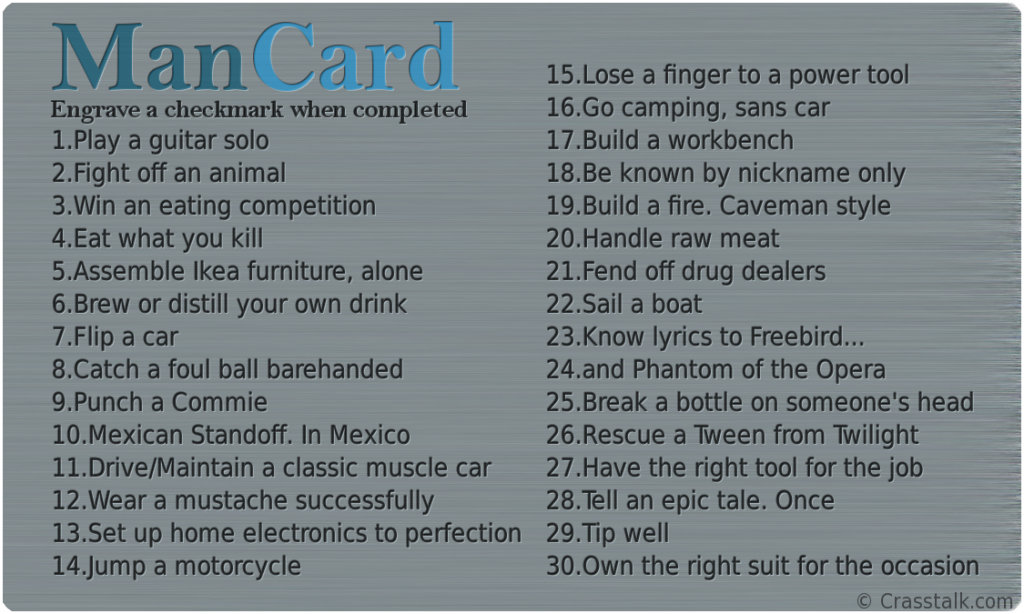 The Modern Man Card – Crasstalk